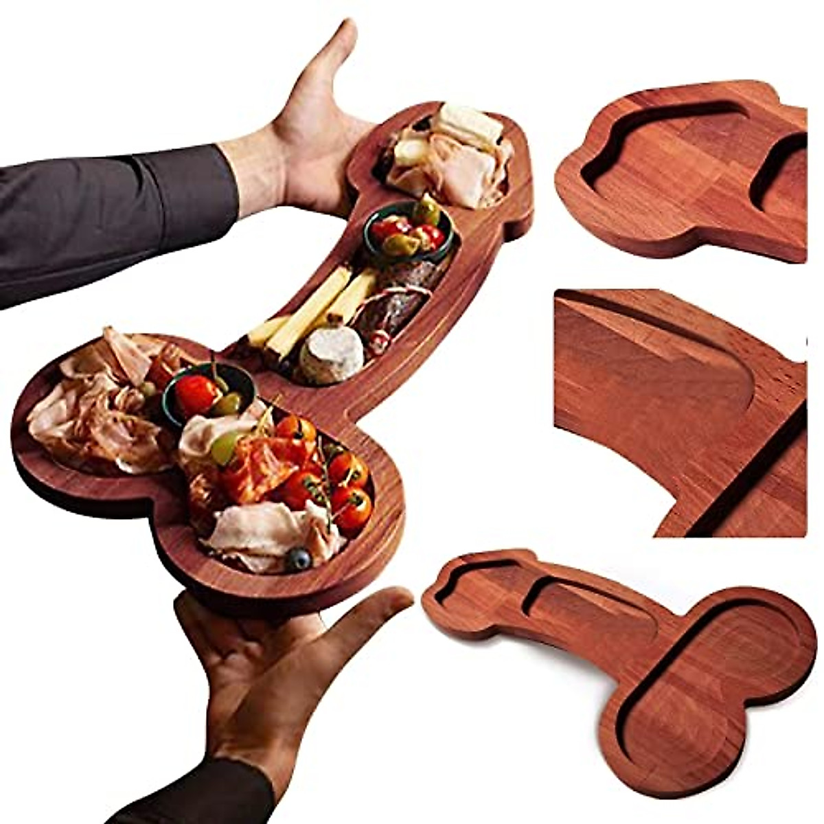 Aperitif Board, Unique Charcuterie Boards Personalized Solid Wood Cheese Board Funny Large Novelty Cutlery Kitchen Wine Meat Platter 𝐏𝐞𝐧𝐢š Shape Handmade Gifts for Housewarming Bachelor Party