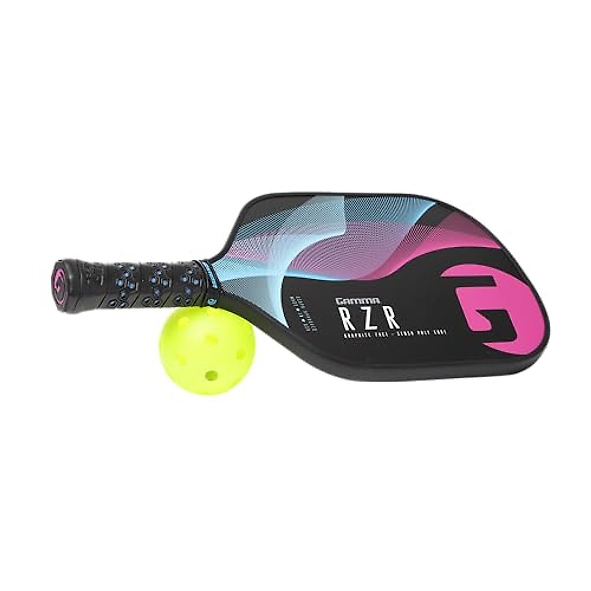GAMMA RZR Composite Pickleball Paddle: Pickle Ball Paddles for Indoor & Outdoor Play - USAPA Approved Racquet for Adults & Kids - Pink/Blue