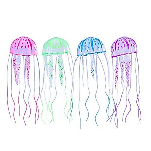 UEETEK 4pcs Jellyfish Aquarium Glowing Artificial Jellyfish For Aquarium Fish Tank Aquarium decoration(green+pink+blue+purple)