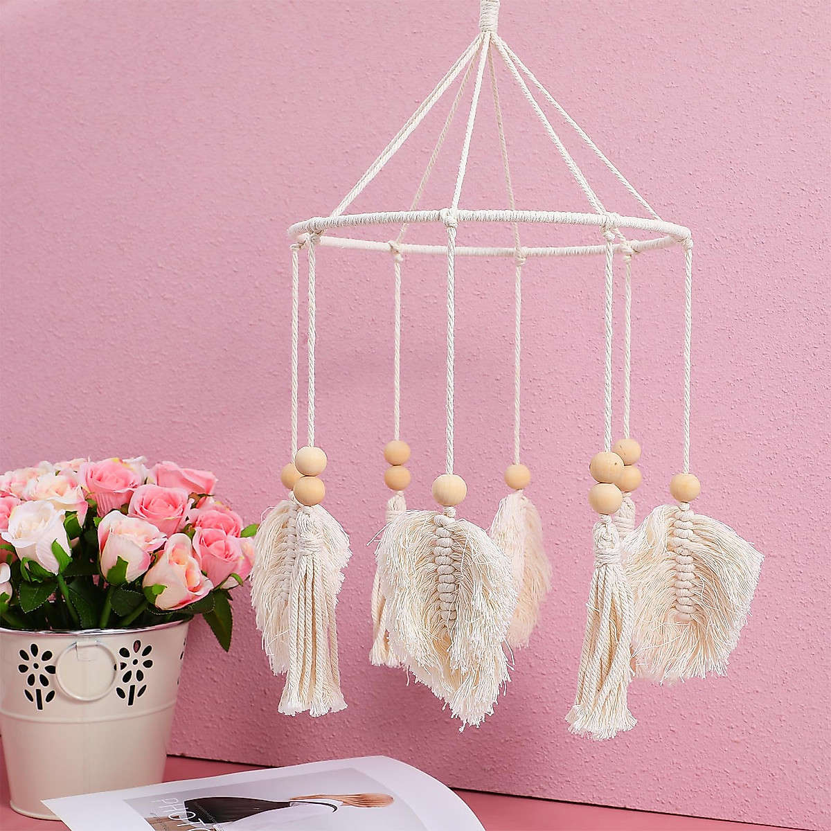 Boho Crib Mobile Handmade Neutral Crib Mobile Hanging Ceiling Mobile Nursery Decoration for Nursery Room Decor
