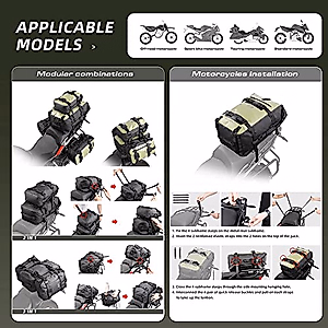 Rhinowalk Motorcycle Tail Bag Motorbike Side Bag 30L Full Waterproof Motor Saddle Pannier Bag Rear Rack Trunk Professional Motor Accessories-Green