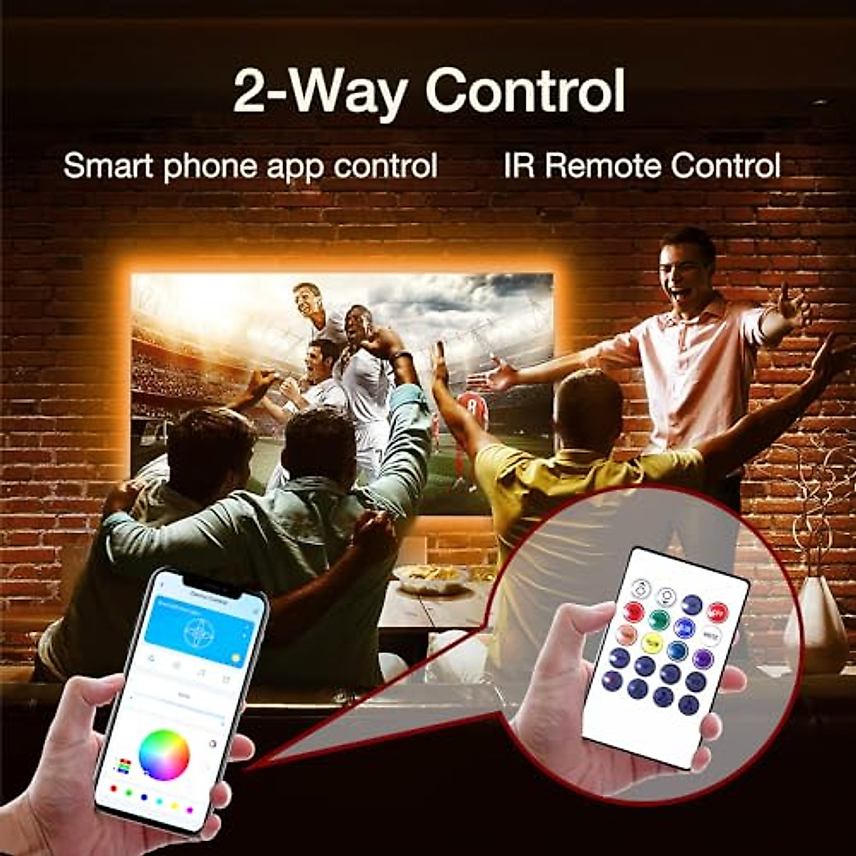 LED Lights for TV 65 Inch, TV LED Backlight, 15ft LED TV Lights for 45-75 Inch, RGB LED Strip Lights with Remote, Bluetooth APP, USB Powered Music Sync TV LED Lights for Bedroom, Gaming Room Decor