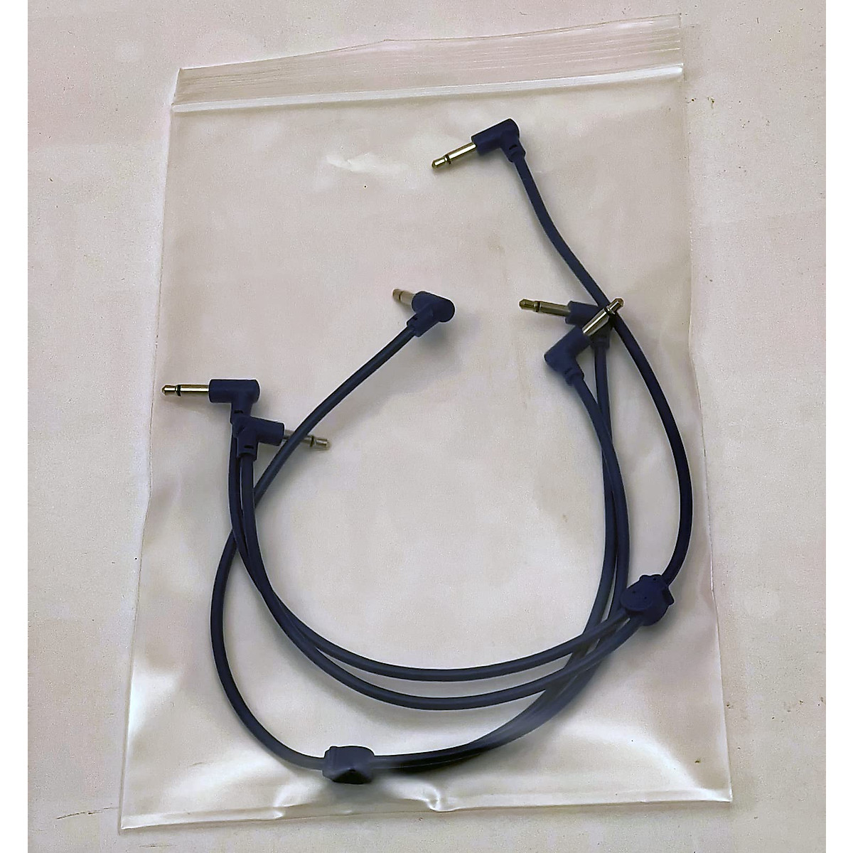 Starving Students Music Supplies Luigi's Modular M-Doppio Mini Y Right Angled Splitter Patch Cables 15cm x 15cm - 2 Pack (Blue) - 3.5mm Splitter for Eurorack Modular Synthesizer