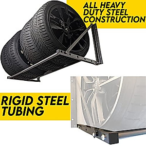 MaxxHaul 70489 Adjustable Wall Mount Folding Tire Storage Adjust From 32 to 48 inches Wide Up To 300 lbs Capacity.
