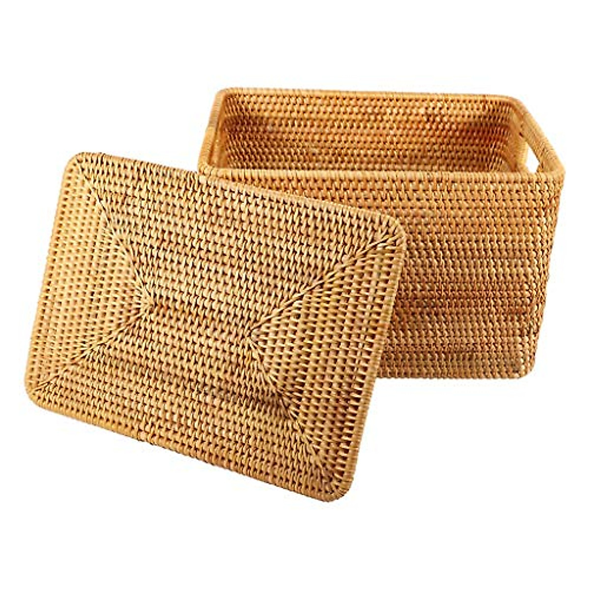 WSZJJ Laundry Basket Rattan Woven Storage Basket Handmade Large Capacity Portable Clothing Storage Box Household,36X26X24cm