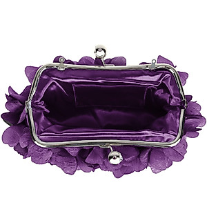 JAMBHALA Mini Women Clutch Evening Bag Small Floral Purses with Chain for Wedding, Party, Prom, Purple