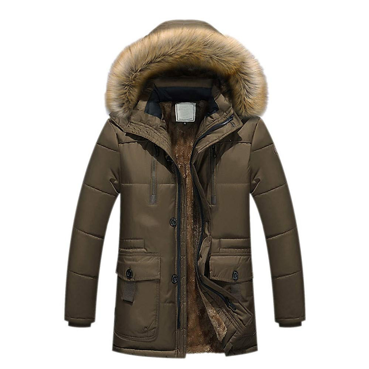 Teresamoon Men Winter Warm Hooded Zipped Thick Solid Fleece Coat Cotton-padded jacket (Most Wished & Gift Ideas)