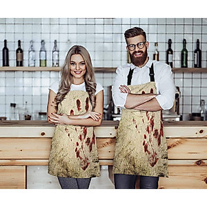 WONDERTIFY Bloody Hand Apron,Horror House Grunge Background with a Print of Hand Bib Apron with Adjustable Neck for Men Women,Suitable for Home Kitchen Cooking Waitress Chef Grill Bistro Baking Apron
