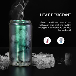 AGH 16OZ Sublimation Glass Blanks with Bamboo Lid and Plastic Straws, 12 Pack Transparent Chameleon Glasses Tumbler Mason Jar Cups for Iced Coffee, Juice, Soda, Drinks