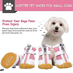 AOFITEE Mesh Dog Shoes Dog Boots, Breathable Dog Shoes for Small Dogs, Waterproof Puppy Booties Sandals with Anti-Slip Sole and Zipper, Dog Shoes for Hot Pavement Durable Pet Paw Protector