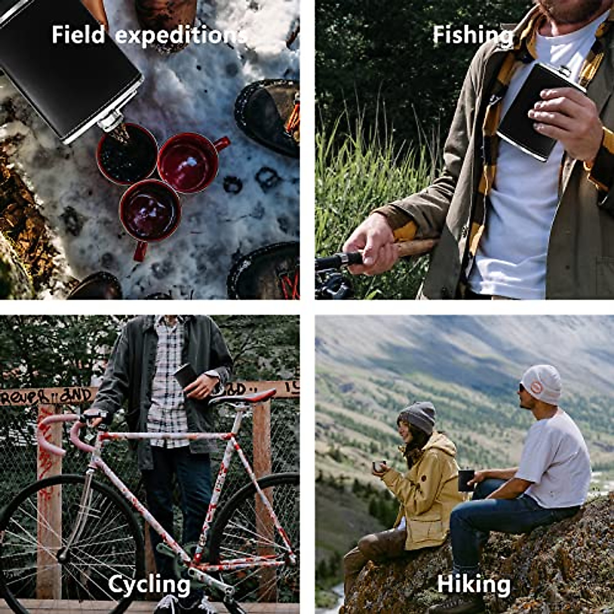 Hip Flask Gift Set, 8 oz Stainless Steel Flasks for Liquor for Men, Two Cups & Funnel, Whiskey Flasks for Men. An Unforgettable Gift for Weddings, Groomsmen Proposals Box, Best Man Gifts, and more…