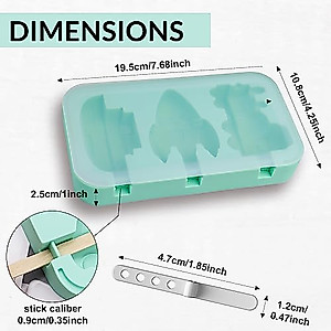 Homemade Popsicle Molds Shapes, Silicone Popsicles Molds 3 Pcs, Ice Cream Molds for Adults Kids Food Grade Ice Molds with Reusable Plastic Sticks, Dinosaur Rocket Car Shape Popsicle Maker (Purple)