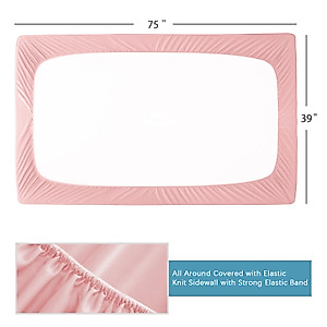 Biloban Twin Fitted Sheet 2 Pack, Twin Bedding Fitted Sheets for Girl Teens Kids Only with Deep Pocket up to 14", Shrinkage & Stain Resistant Fitted Bed Sheets, Wrinkle Free & Easy Care, Pink