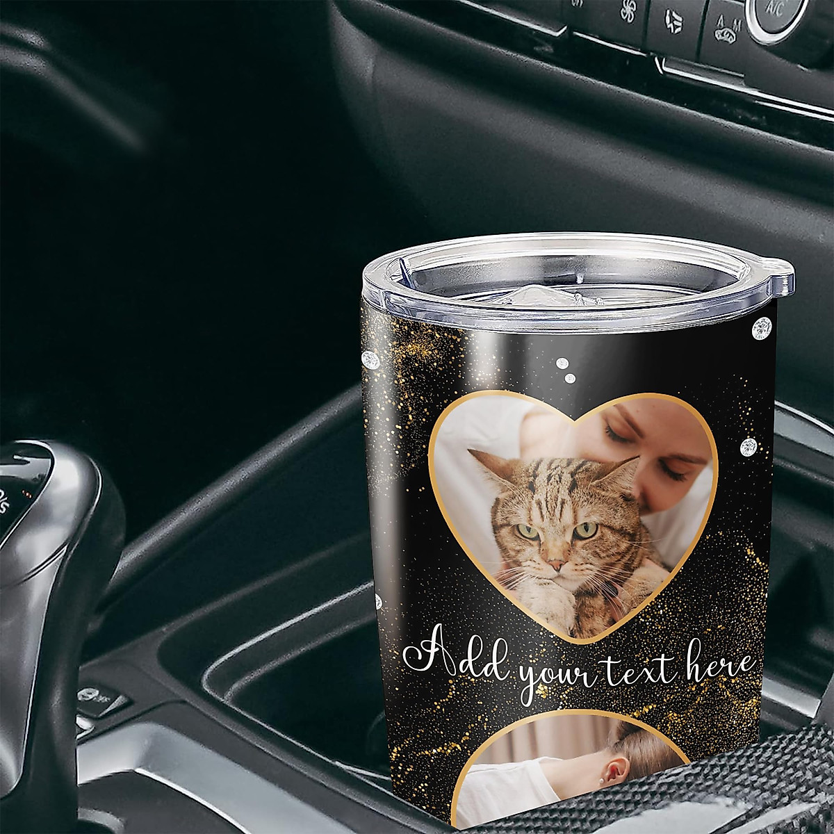 Personalized Tumbler With Photos Custom Picture Text Insulated Cup Stainless Steel Vacuum 20oz 30oz Cat Coffee Cups Gift For Cats Owner Pet Lover Birthday Christmas