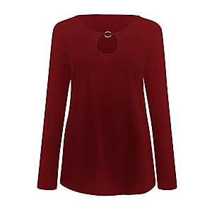 Shirts for Women Spring Fashion 2023 Womens Bodysuit Blouse Button Down One-Piece Long Sleeve Solid Office Work Shirt Casual Tops Wine