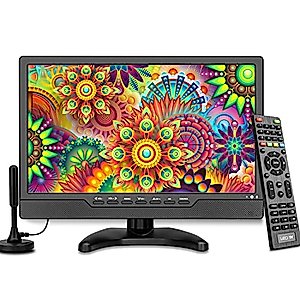 13.3inch Rechargeable Battery TV, Support/Car/Travel/Hurricane/Small ATSC Digital TV and Playback USB/AV in/HDMI in Port, Remote Control Function