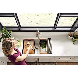 Ruvati 33-inch Workstation 60/40 Double Bowl Undermount 16 Gauge Stainless Steel Ledge Kitchen Sink - RVH8356