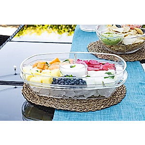 Summer at the Shore Divided Appetizer Serving Platter, Great for Picnics and Barbeques, Outdoor Hosting Party Planning Accessory, One Size, Clear (1567A6-AMZ)