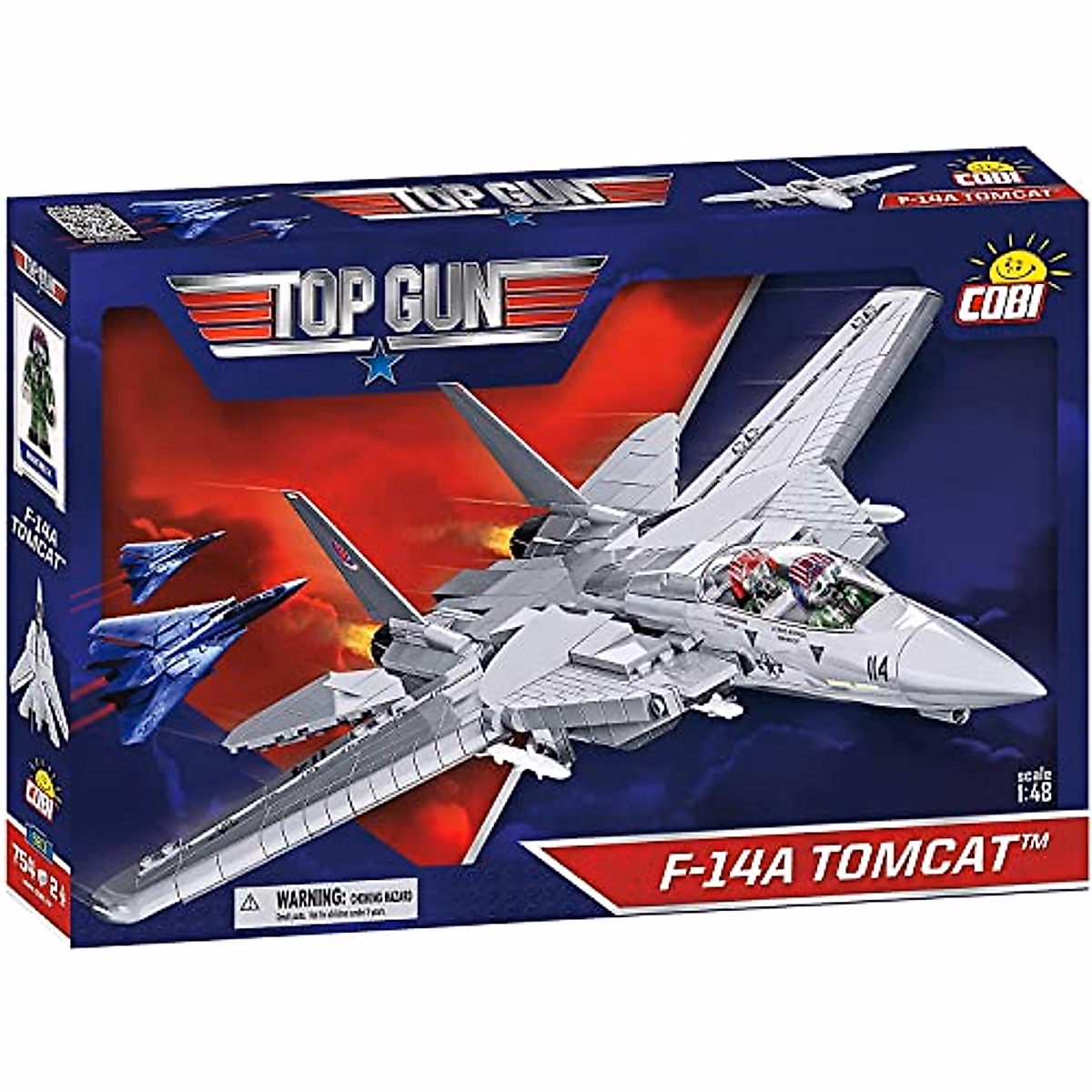 COBI Top Gun F-14A Tomcat Fighter Plane - 1:48 Scale 754 Piece Building Set with Maverick and Goose Figures