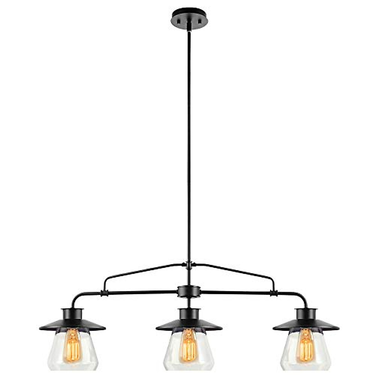 Globe Electric 64845 Nate 3-Light Pendant, Oil Rubbed Bronze, Clear Glass Shades