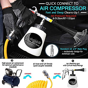 Fochutech Car Cleaning Kit, Car Detailing Kit Cleaning Gun Works with Air Compressor, Pro Auto Detailing Supplies Automotive Interior Deep Clean Stain Remover for Upholstery Carpet Seat Headliner
