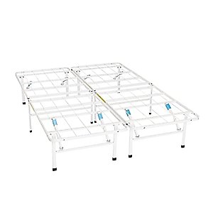 Amazon Basics Foldable Metal Platform Bed Frame with Tool Free Setup, 14 Inches High, Full, White