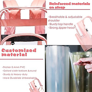 BLUEFAIRY Clear Backpack for School Stadium Approved Large PVC See Through Bag Heavy Duty Bookbag Transparent Plastic Bag for Kids Students Work Events 17" Pink