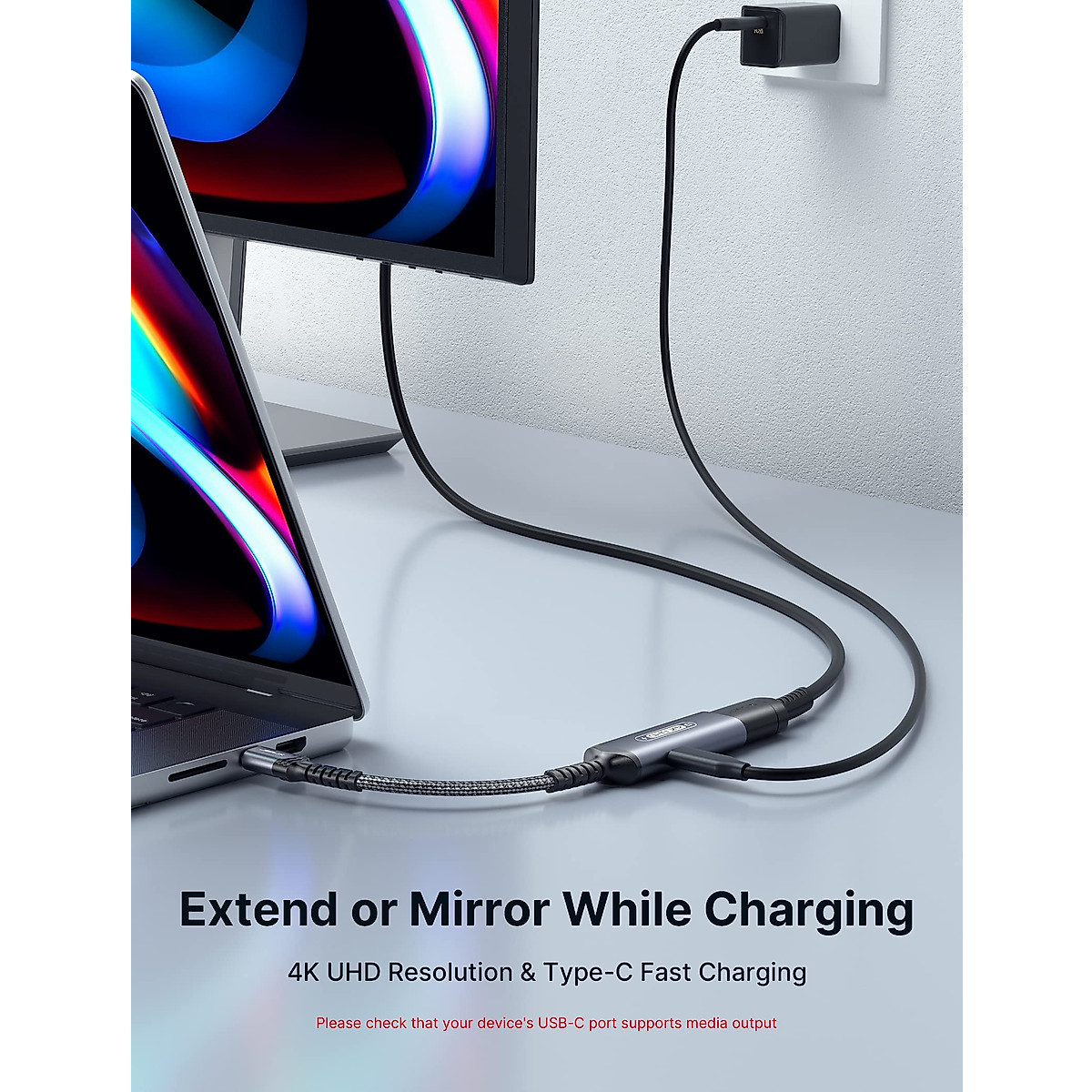 JSAUX USB C to HDMI and Charger Adapter | 4K@60Hz 2-in-1 Type-C to HDMI Adapter with PD Fast 100W Thunderbolt 3/4 Compatible with iPhone 16 Pro Max MacBook Pro/Air iPad Galaxy S24 Steam Deck ROG Ally