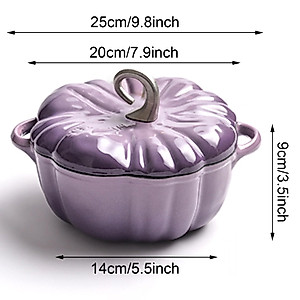 Hgjgwqh Pumpkin Dutch Oven, Pumpkin Cast Iron Dutch Oven, Pumpkin Shape Cooking Pot Enamel Pot with Lid Non-Stick Stew Pot Soup Pot, Saucepan Pot Halloween Thanksgiving Decor Gift,2L