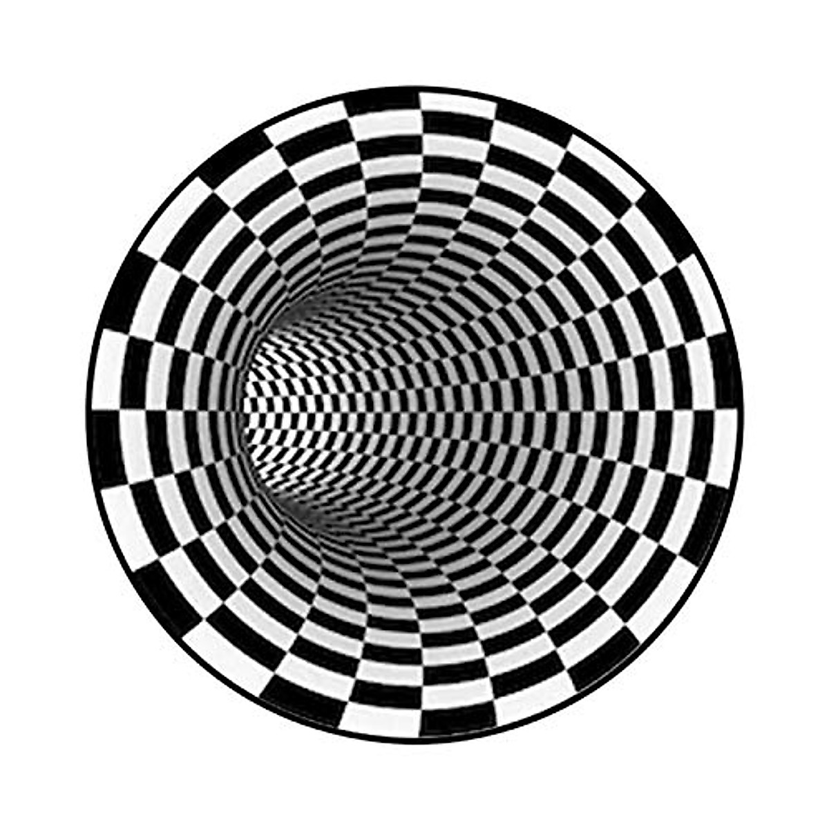 3D Visual Illusion Area Rug, 3D Carpet Bottomless Hole Optical Illusion Area Rug Printed Carpet, Black White Geometric Floor Rugs Mat, for Living Home Bedroom Dining Room Decor(Size:100x100cm)