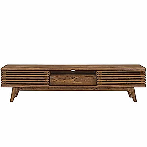 Modway Render 70" Mid-Century Modern Low Profile Entertainment TV Stand, 70 Inch, Walnut Walnut