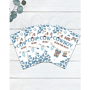 YanZonic 16Pcs A Little Cowboy Is on The Way Decorations Party Thank You Bags - Versatile Cowboy Baby Shower Supplies, Cowboy Baby Shower Decorations, A Little Cowboy Is on The Way Goodie Bags