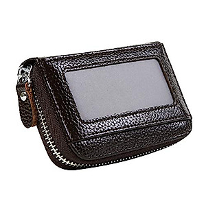 Women's RFID Blocking 12 Slots Credit Card Holder Leather Accordion Wallet,coffee