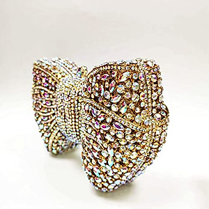 DEBIMY Women's Bow Rhinestone Evening Bag Sparkling Clutch Purse Evening Handbag for Wedding Party Prom Purple