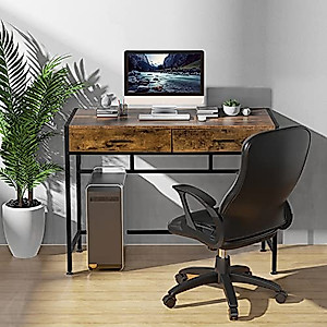 VINGLI Writing Desk with Drawers,Small Computer Desk for Home Office,41.7" Industrial Study Desk Workstation Desk with 2 Drawers