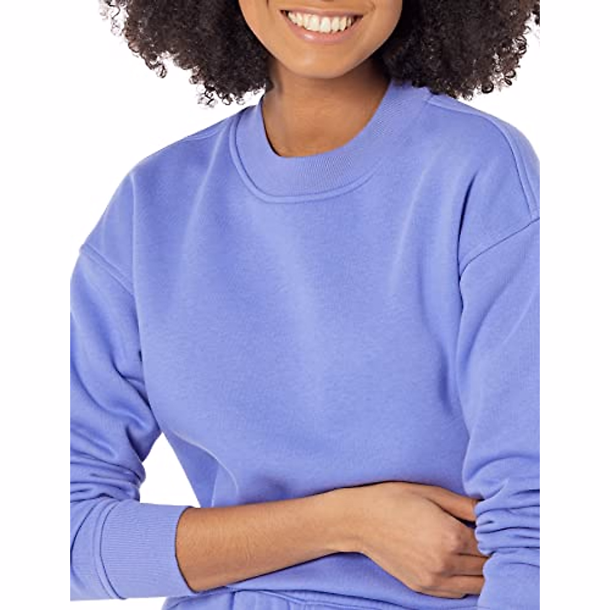Amazon Essentials Women's Cropped Drop Shoulder Sweatshirt (Available in Plus Size), Purple Blue, Small