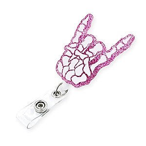 Halloween Badge Reel Retractable with ID Clip Acrylic Skull Hand Badge Holder Holiday Gift, for Nurse Student Teacher Office Name Tag Badge Clip
