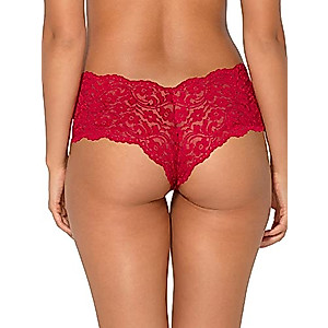 Smart & Sexy womens Signature Lace Cheeky Panty 2 Pack Underwear, No No Red/Black Hue, 8 US