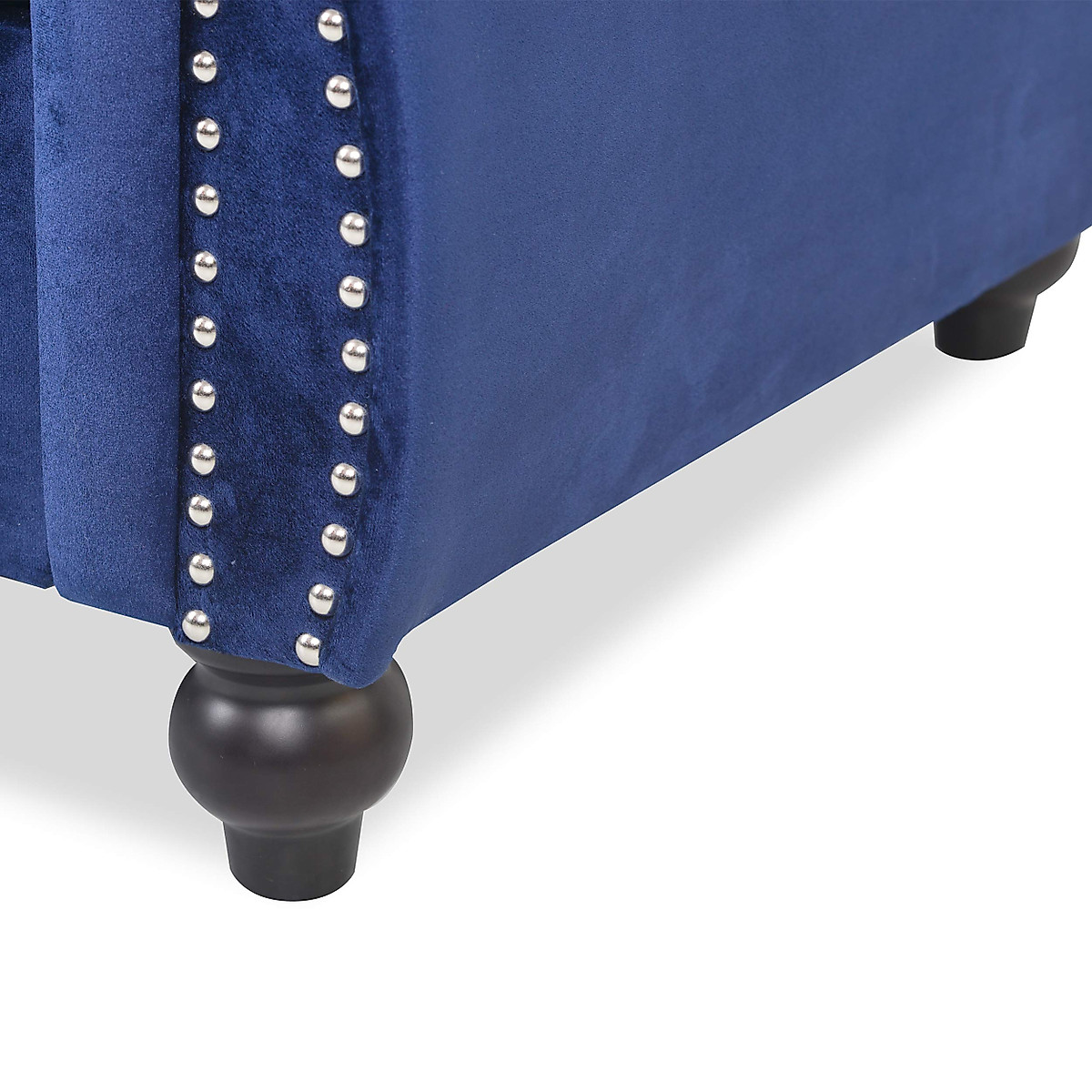 Page Tufted Chesterfield Velvet 3 Seater Sofa, Midnight Blue and Dark Brown