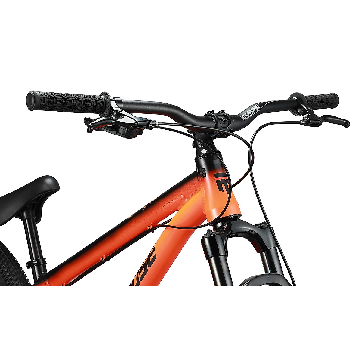 Mongoose Fireball Dirt Jump Mountain Bike, 26-Inch Wheel, 9-Speed Drivetrain, Front Suspension, Mechanical Disc Brakes, Orange