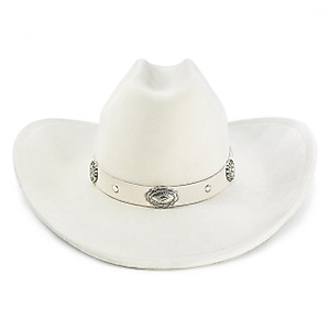 FLUFFY SENSE. Cowboy Hat for Women and Men with Shapeable Wide Brim - Felt Cowboy Hat Cattleman Western Hats for Cowboys and Cowgirls (as1, Alpha, m, l, Ivory White)