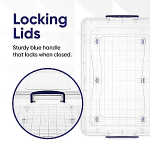Superio Storage Containers With Wheels (2 Pack), Stackable Large Storage Containers With Lids, Durable Latches (32 Qt)
