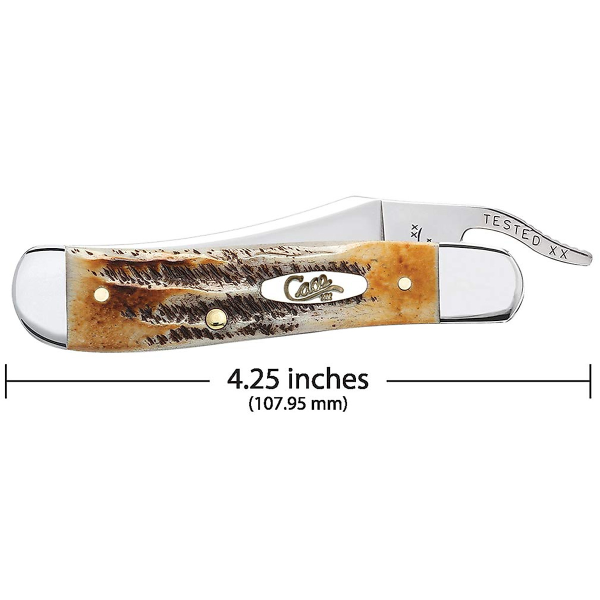 Case WR XX Pocket Knife Burnt 6.5 Bonestag Russlock Item #65303 - (6.51953L SS) - Length Closed: 4 1/4 Inches