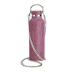 Paris Hilton Diamond Bling Water Bottle With Lid And Removable Carrying Strap, Stainless Steel Vacuum Insulated, Bedazzled With Over 5000 Rhinestones, 25-Ounce, Ombre Pink to Silver