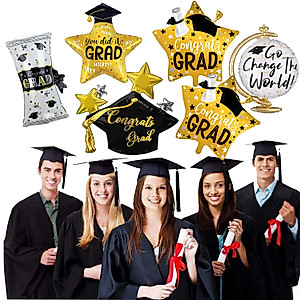 6Pcs Congrats Balloons for Graduation Decorations, Class of 2024 Congrats Grad Aluminum Foil Balloons for College High School Graduation Party 2024