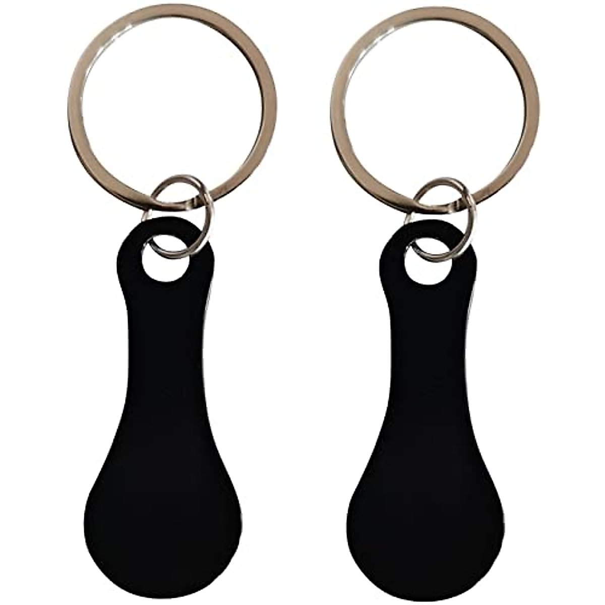 2 Pcs Portable Aluminum Alloy Shopping Trolley Tokens Key Ring, Trolley Unlock Release Key for Meters Change or Grocery Shopping Cart（Black）, (csljmy20220613-0004)