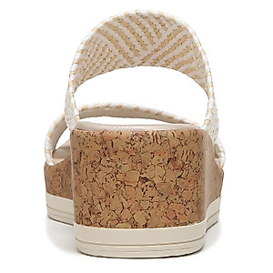 BZees Womens Resort Cork Wedge Strappy Sandal White/Natural Raffia 8.5 M