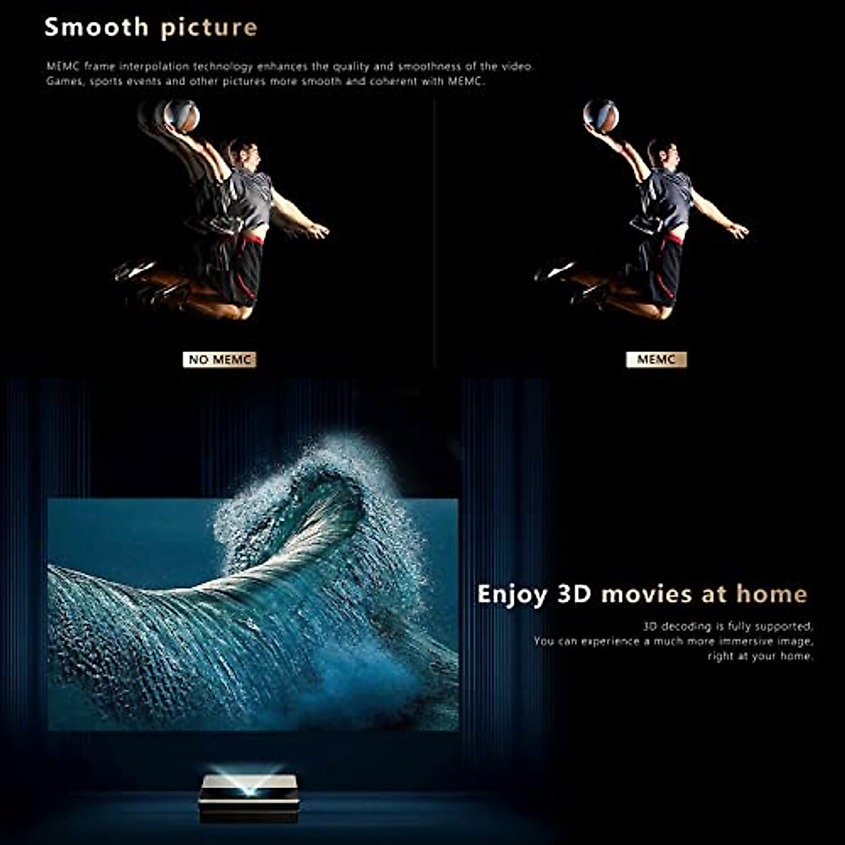 ChangHong B8U Laser 3D TV Projector | Native 4K Ultra HD | 0.21 Ultra Short Throw | RGB+ 2300 ANSI Lumens | Dolby Audio DTS HD Speaker | MT9629 2GB+32GB | Android TV 11.0 OS