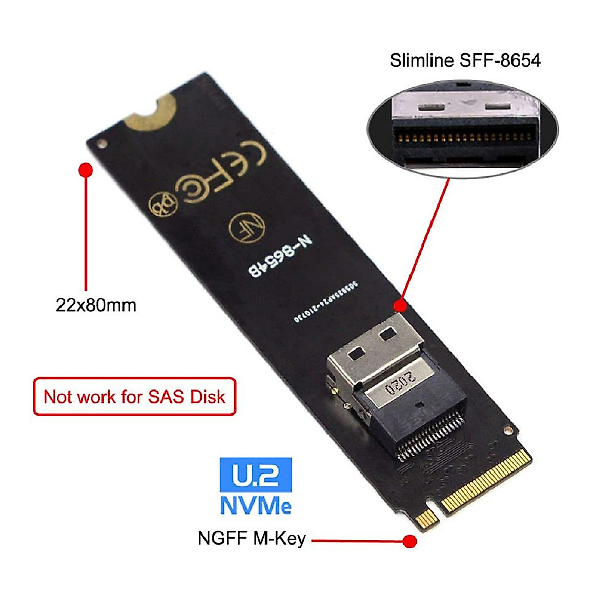 Cablecc NGFF M-Key NVME to U.2 U2 Kit SFF-8639 to SFF-8654 Slimline SAS PCIe SSD Adapter for Mainboard