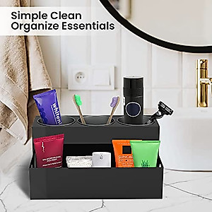 Hair Tool Organizer - Space Saving Hair Accessories Organizer for Hot Tools, Curling Iron, Straightener, Product and Makeup - Hair Dryer Holder with Heat Resistant Stainless Steel Cups - Black,ORBL